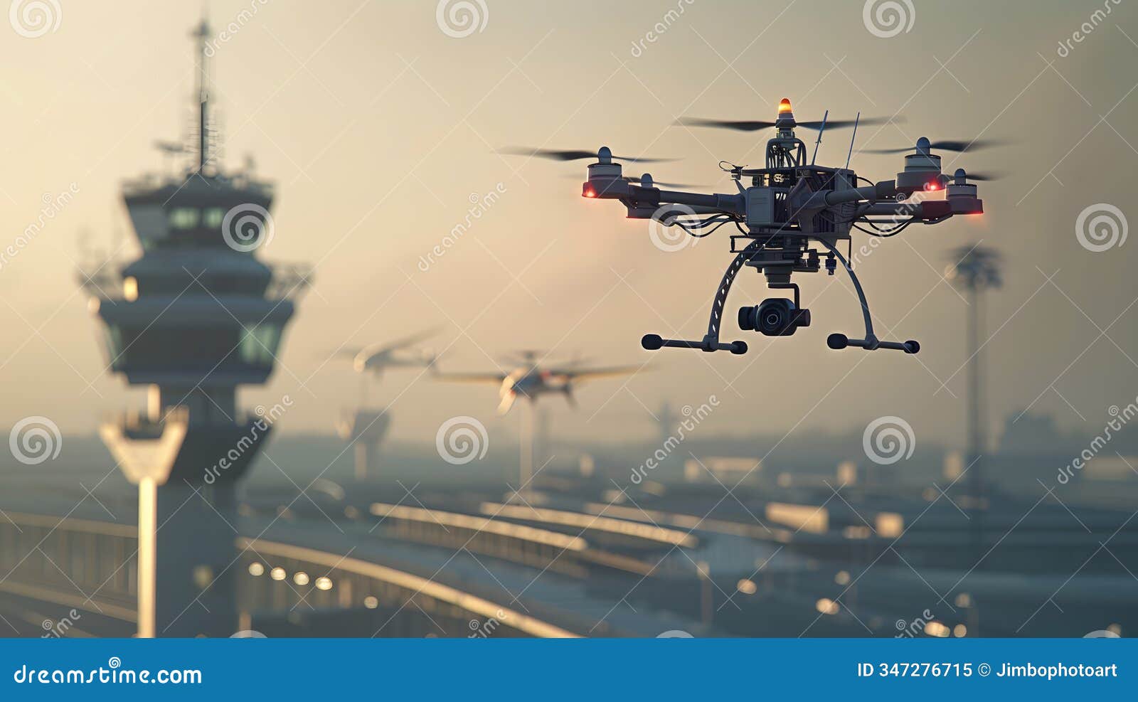 Automated Air Traffic Control for Drones Stock Illustration ...