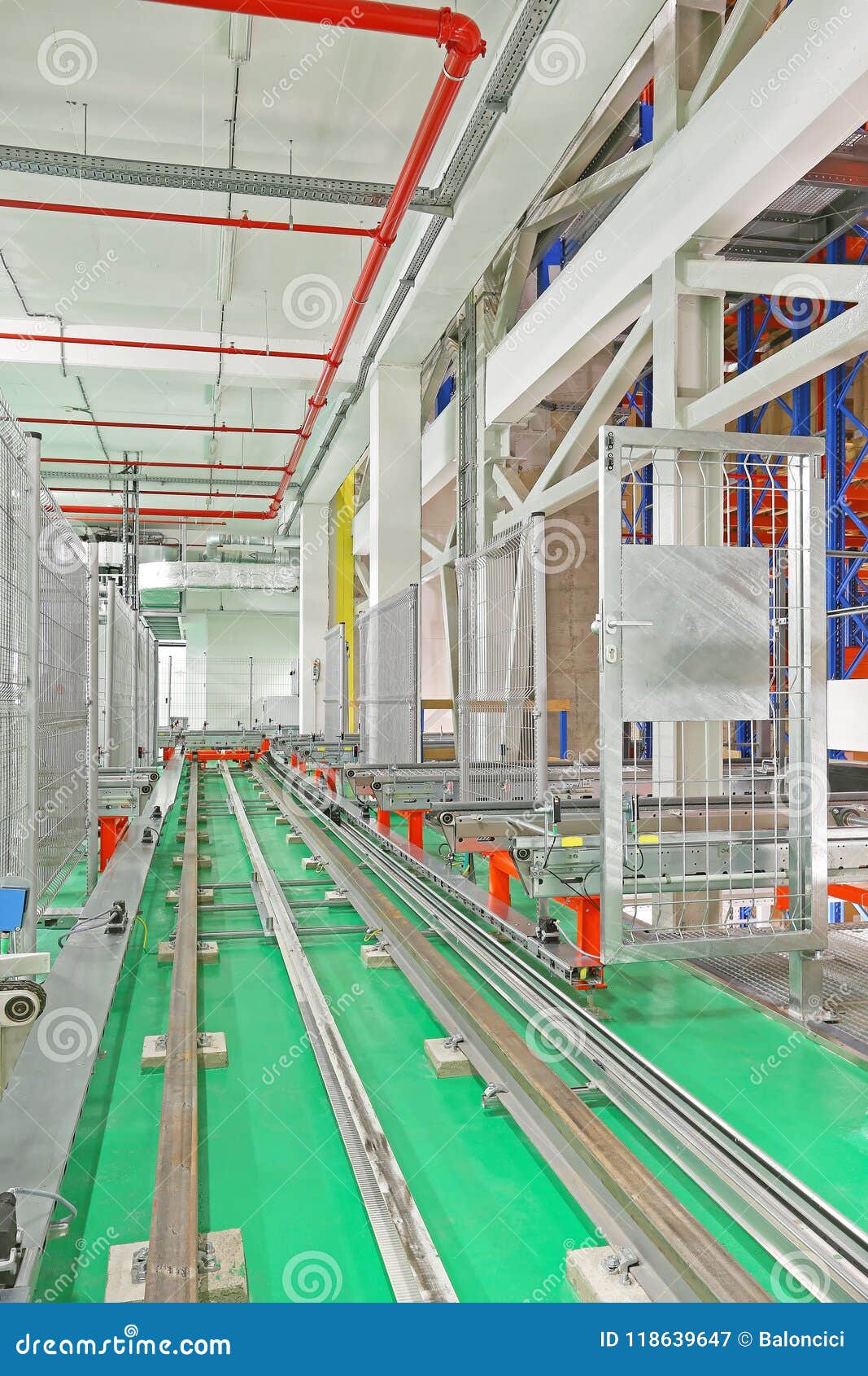 Automated Aisle Warehouse stock image. Image of conveyor - 118639647