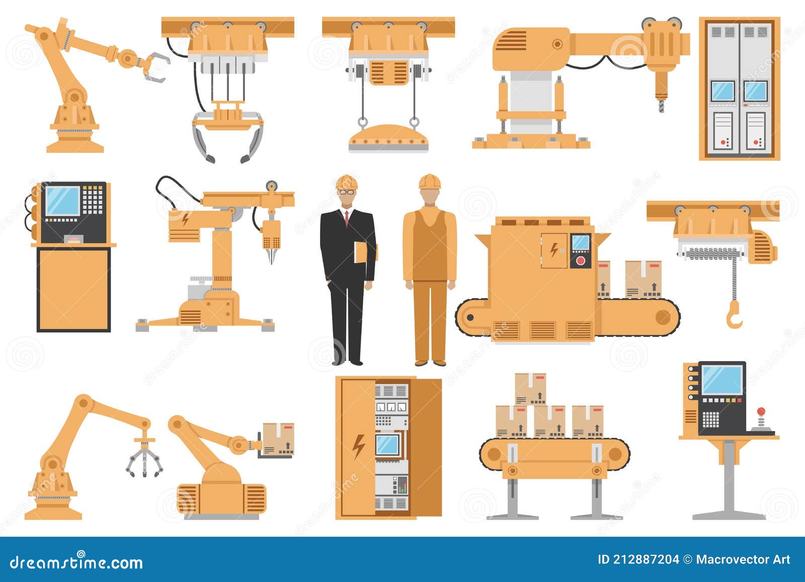 Automated Assembly Decorative Icons Set Stock Vector - Illustration of ...