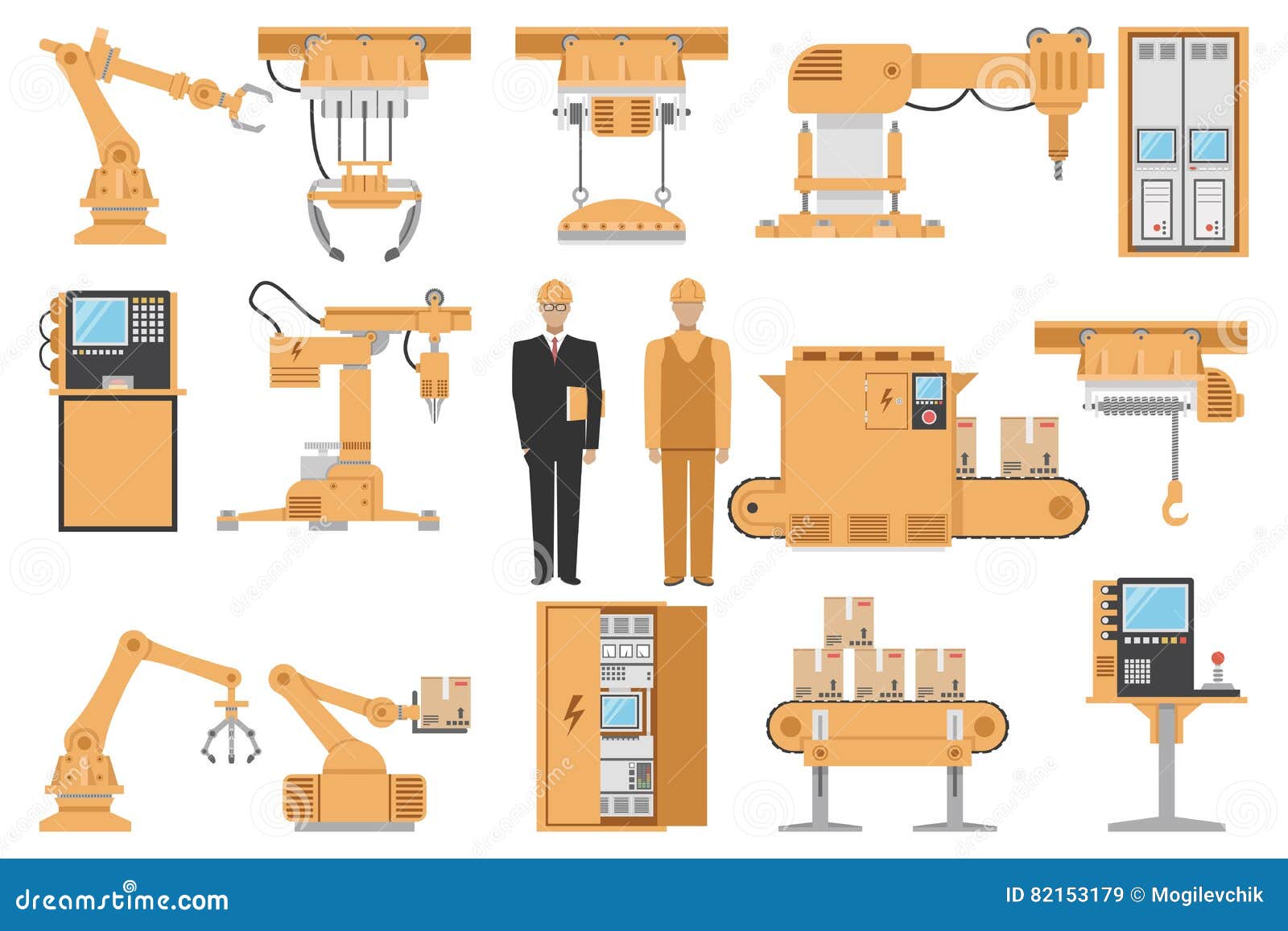 Automated Assembly Line With Conveyor Cartoon Vector | CartoonDealer ...