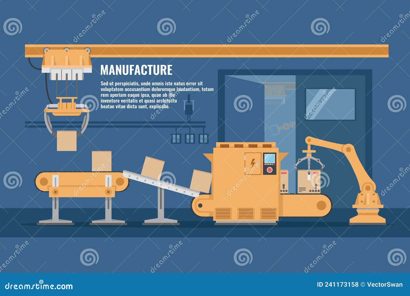 Automated Assembly Line Design Stock Vector - Illustration of process ...