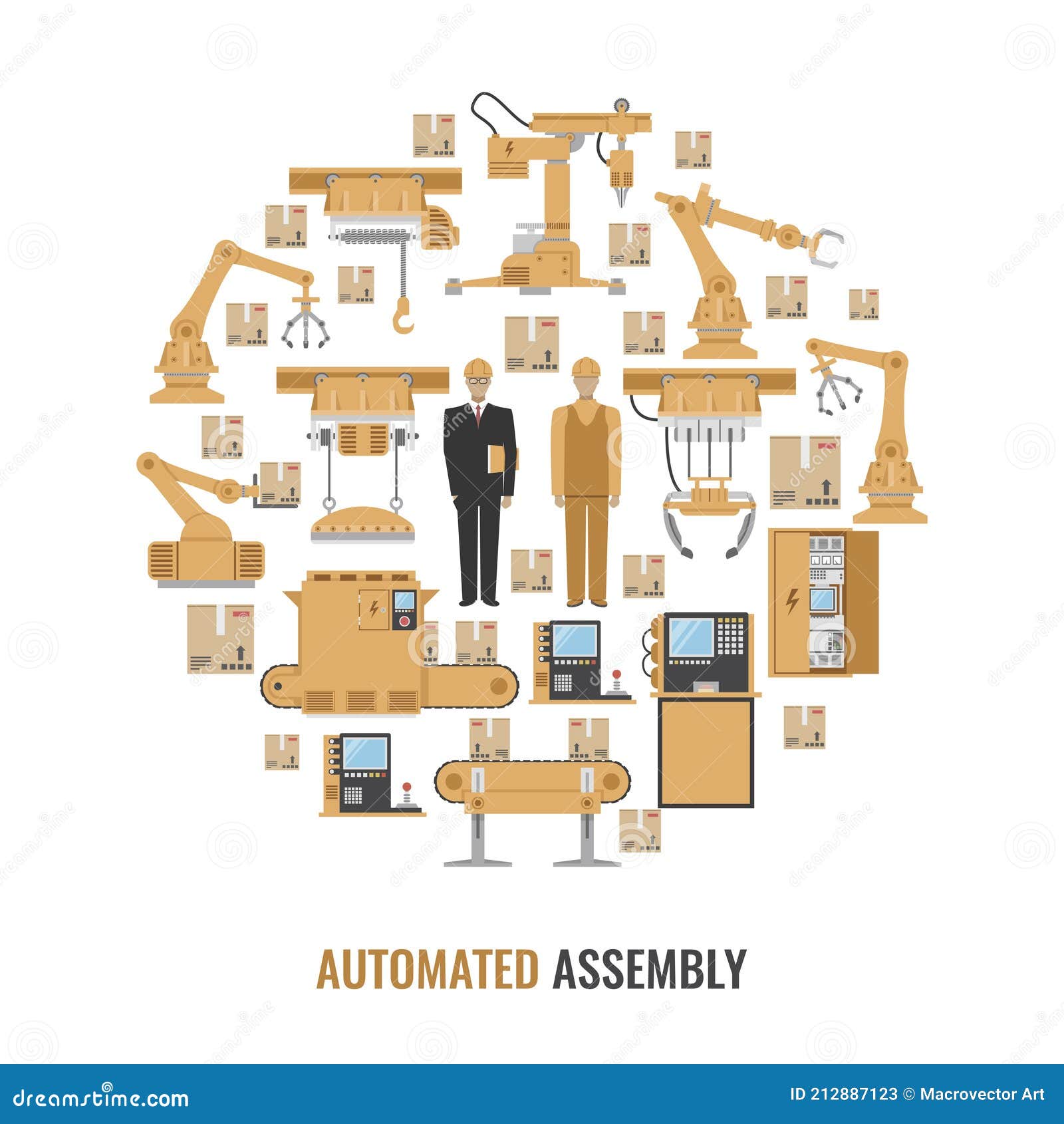Automated Assembly Round Composition Stock Vector - Illustration of ...