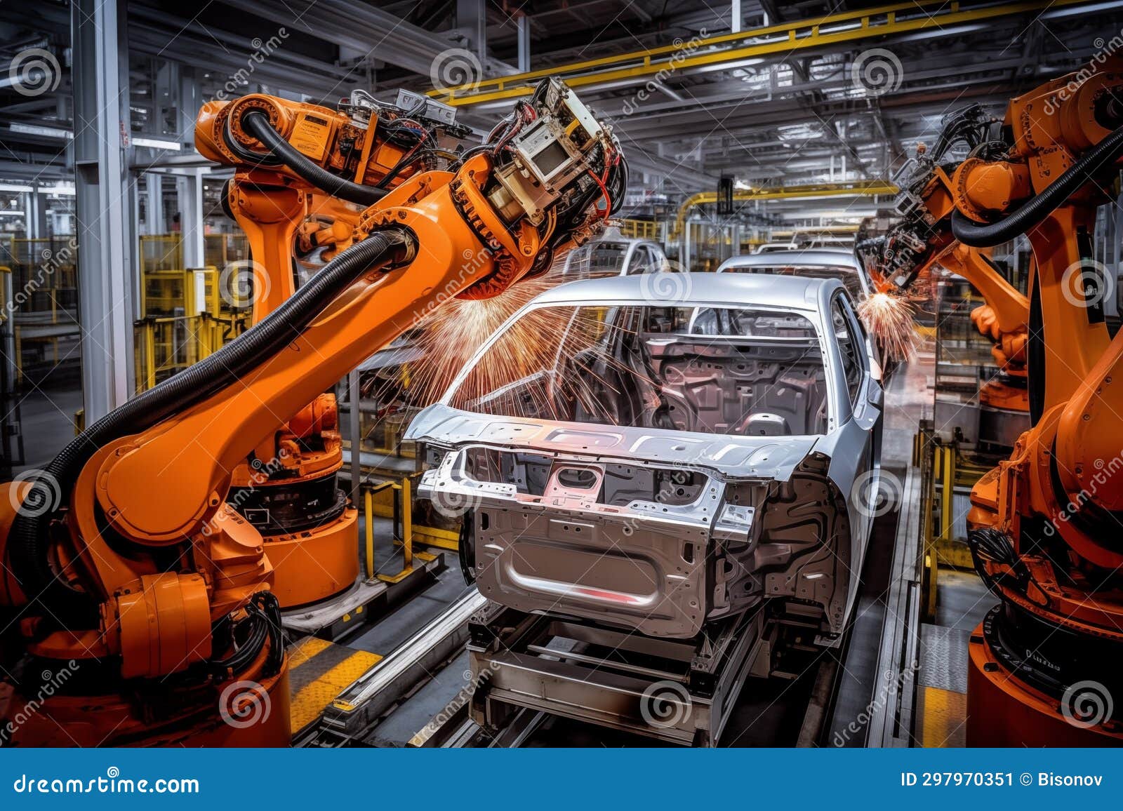 Automated Automotive Production Line Stock Image - Image of line ...