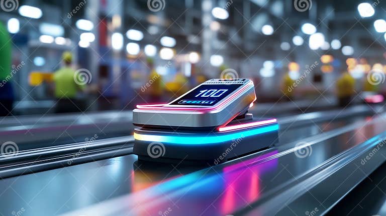 Automated Barcode Scanner on Conveyor Belt Futuristic Automated Barcode ...