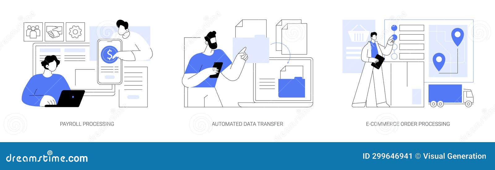 Automated Business Processes Isolated Cartoon Vector Illustrations Se ...