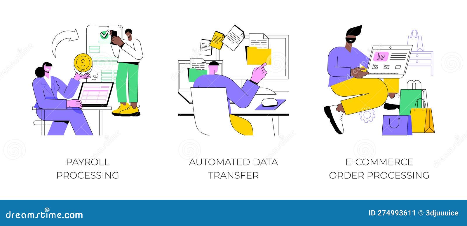 Automated Business Processes Isolated Cartoon Vector Illustrations ...