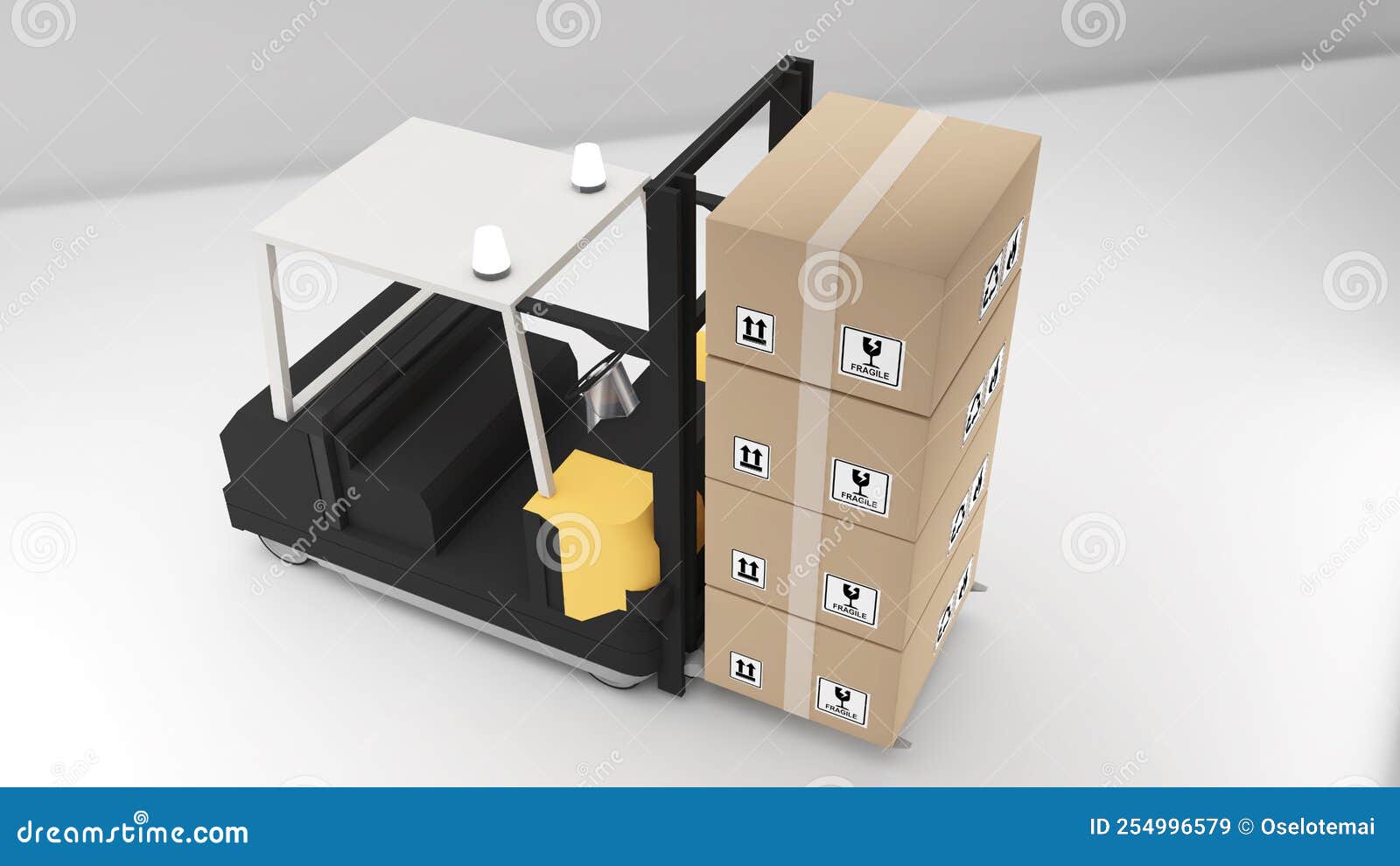 Automated Cargo Truck And Robotic Arm Handling Goods On Isolated White ...