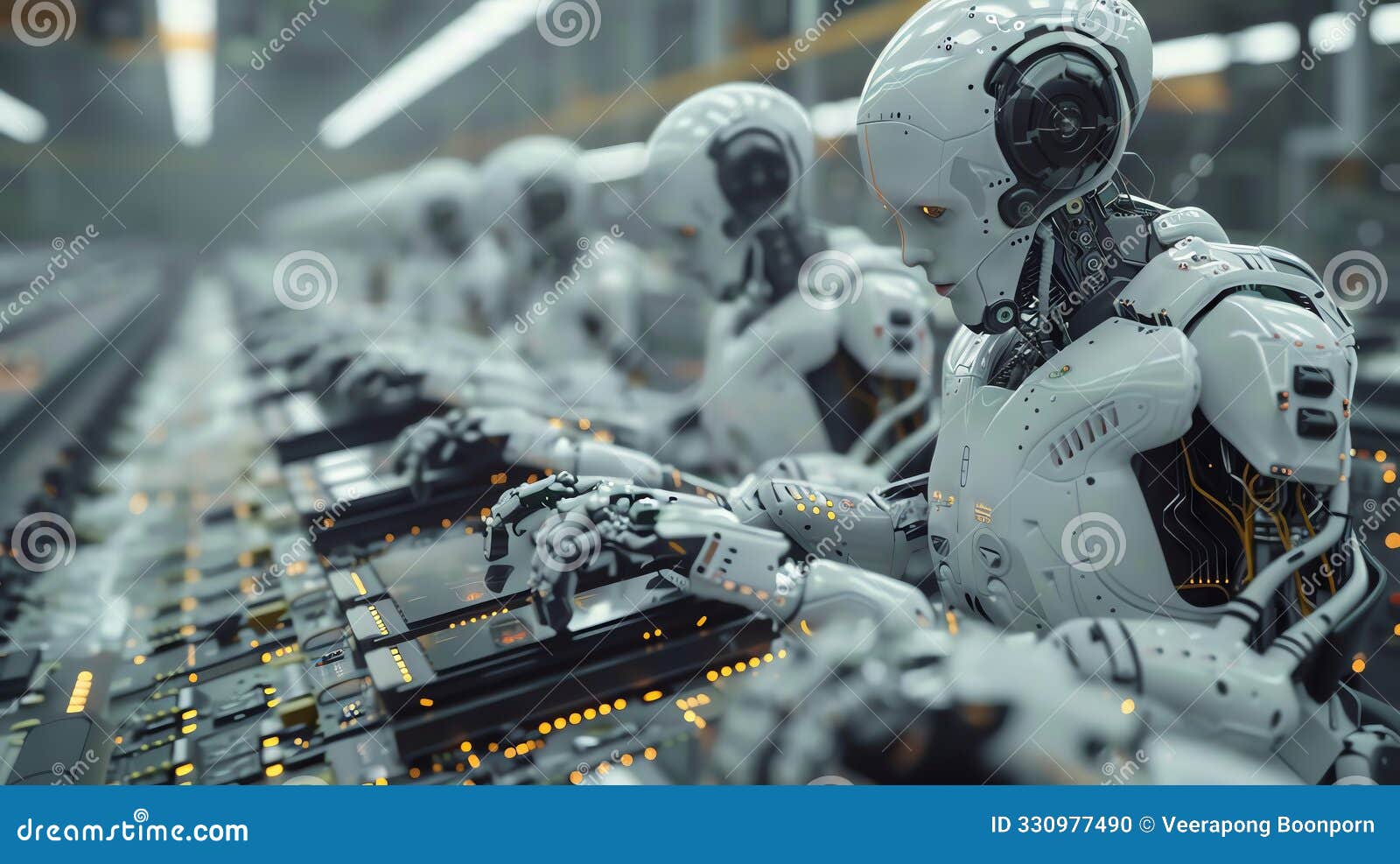 Automated Chip Manufacturing, Robots in Action, Ample Space for Text ...