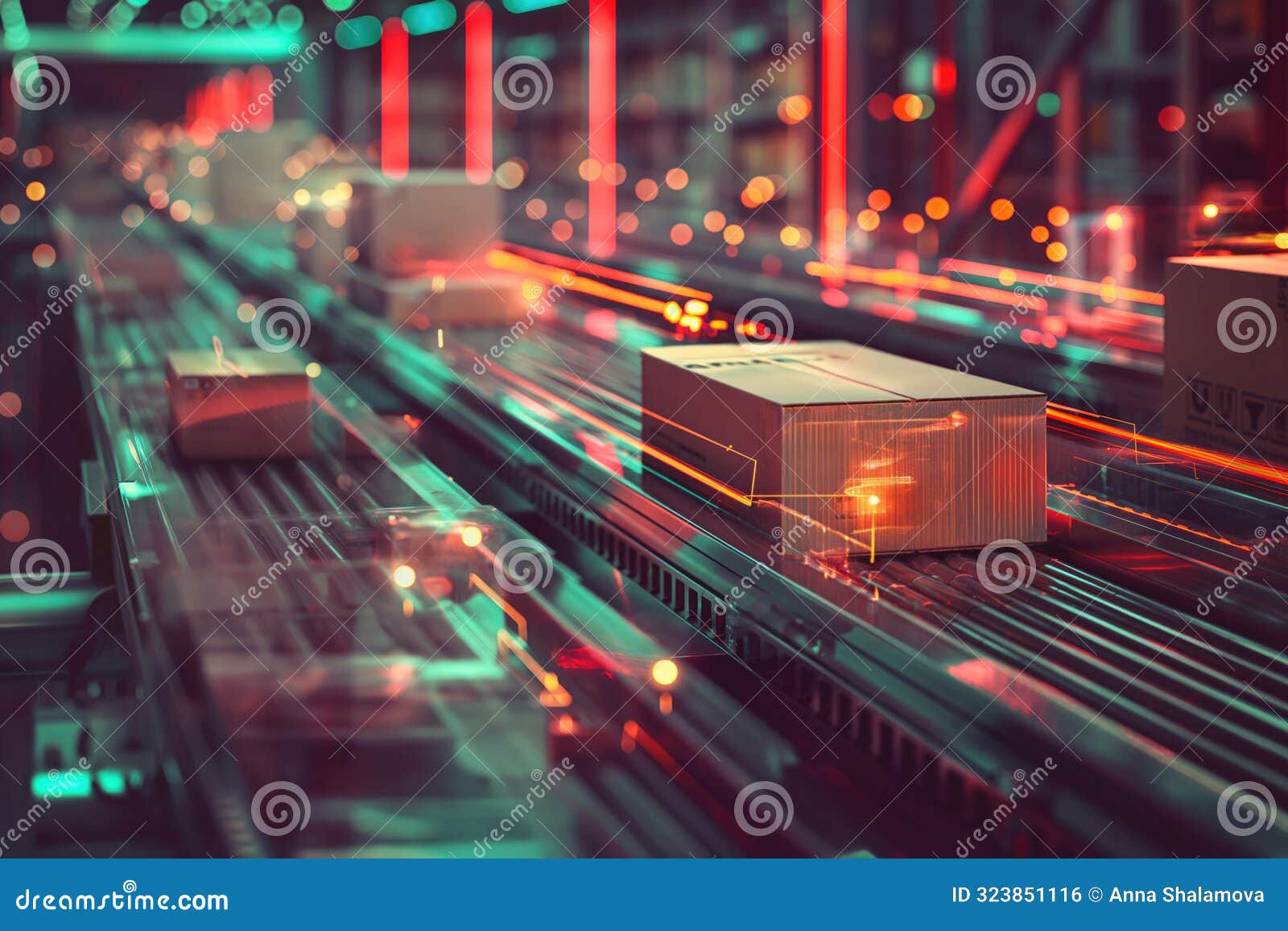 Automated Conveyor System in a High-Tech Warehouse. Stock Photo - Image ...