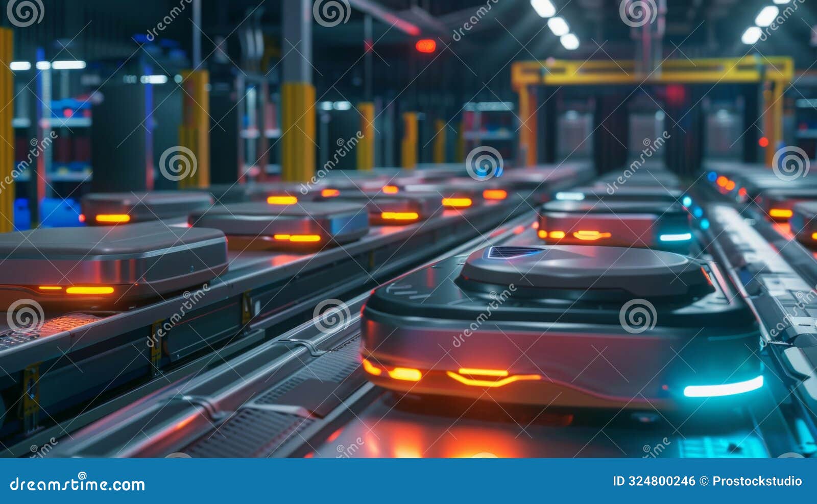 Automated Conveyor System in Industrial Facility Stock Photo - Image of ...
