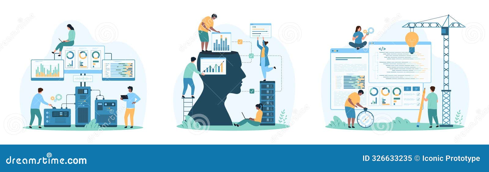 Automated, Data, Solution, Science Blue Outline Logo Place For Tagline Vector Illustration ...