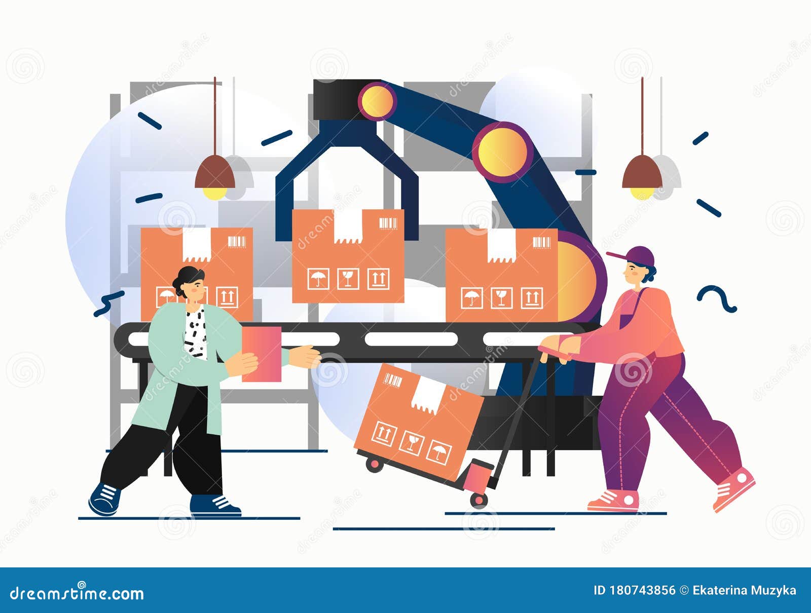 Automated Delivery Process, Vector Flat Style Design Illustration Stock ...