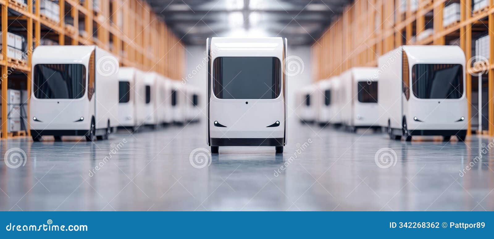 Automated Delivery Vehicles in Modern Logistics Facility Stock ...