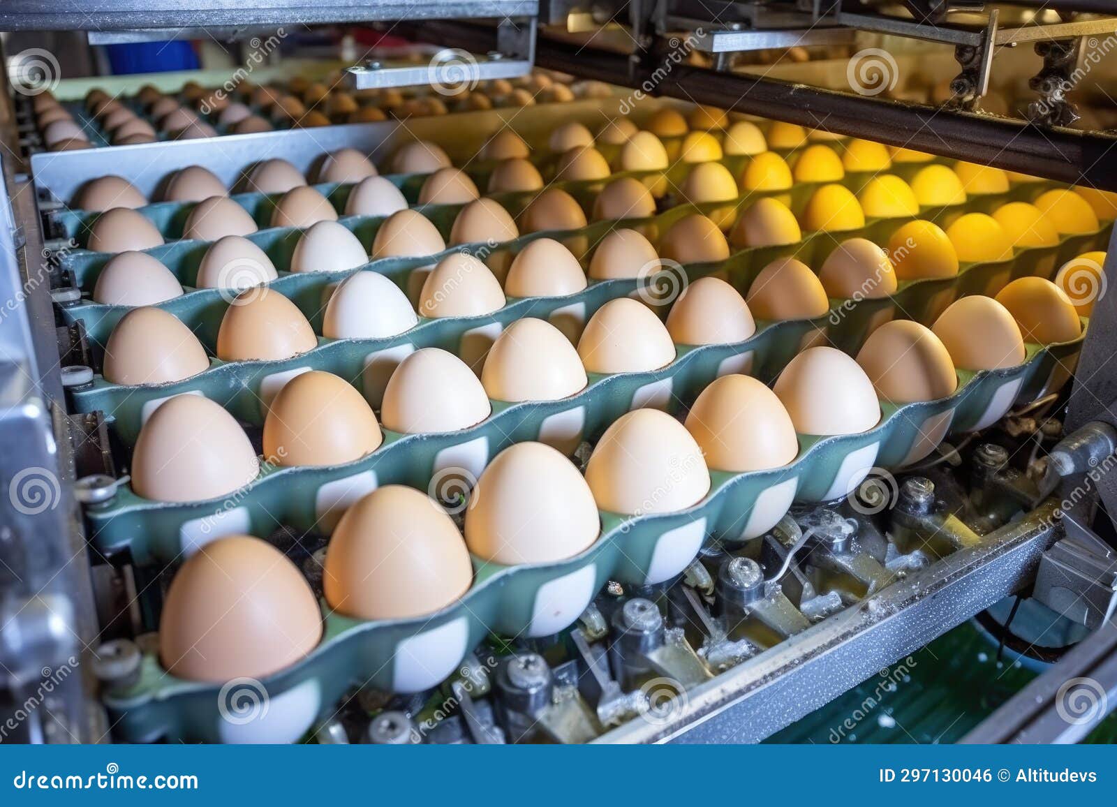 Automated Egg Checking Process in Poultry Farm Stock Photo - Image of ...