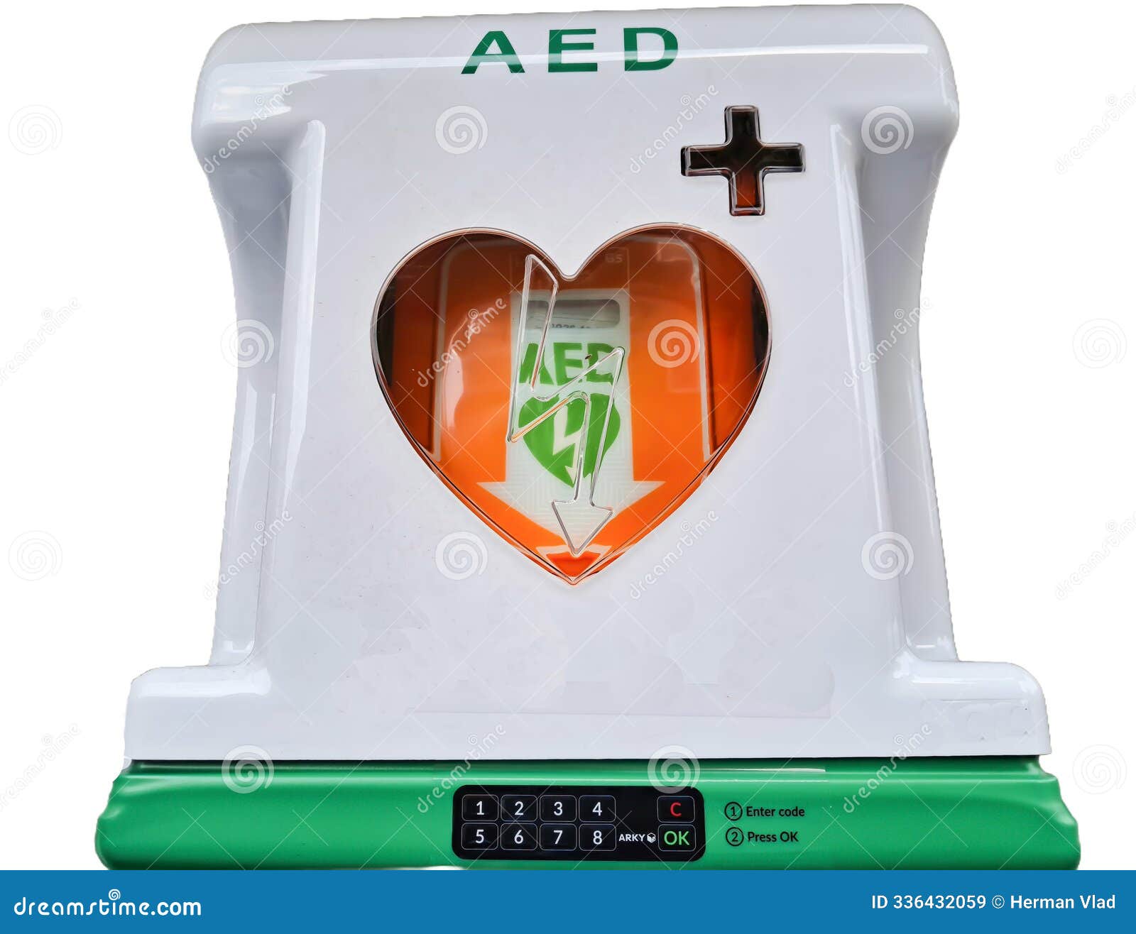 Automated External Defibrillator (AED) in a Box. Isolated on White ...