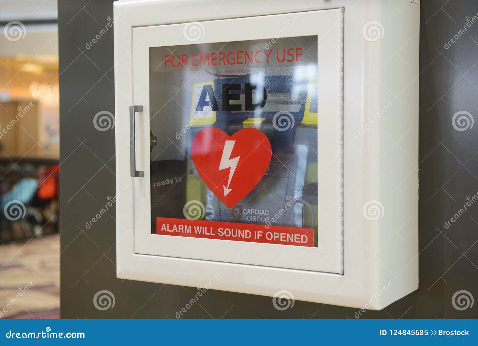 Automated External DefibrillatorAED on the Wall Stock Image - Image of ...