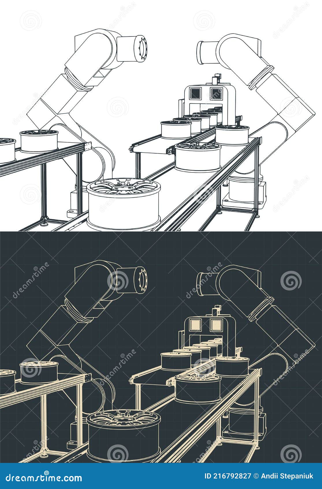 Automated Factory Line Drawings Stock Vector - Illustration of factory ...