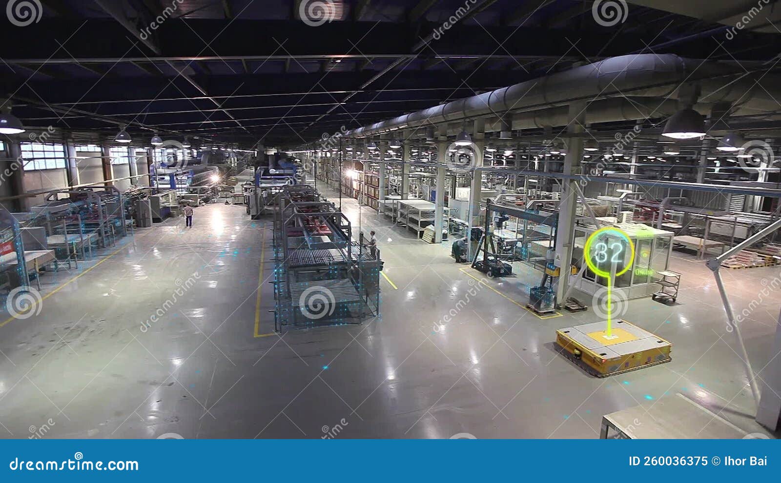 Robots in an Automated Factory.Automated Factory with Self-managed Robots. Visualization of ...