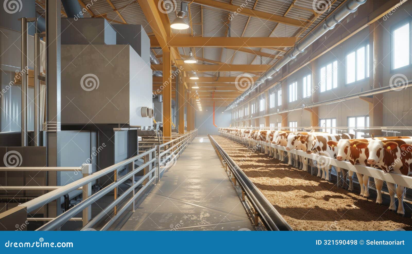 Automated Feeding System for Cows Stock Illustration - Illustration of ...