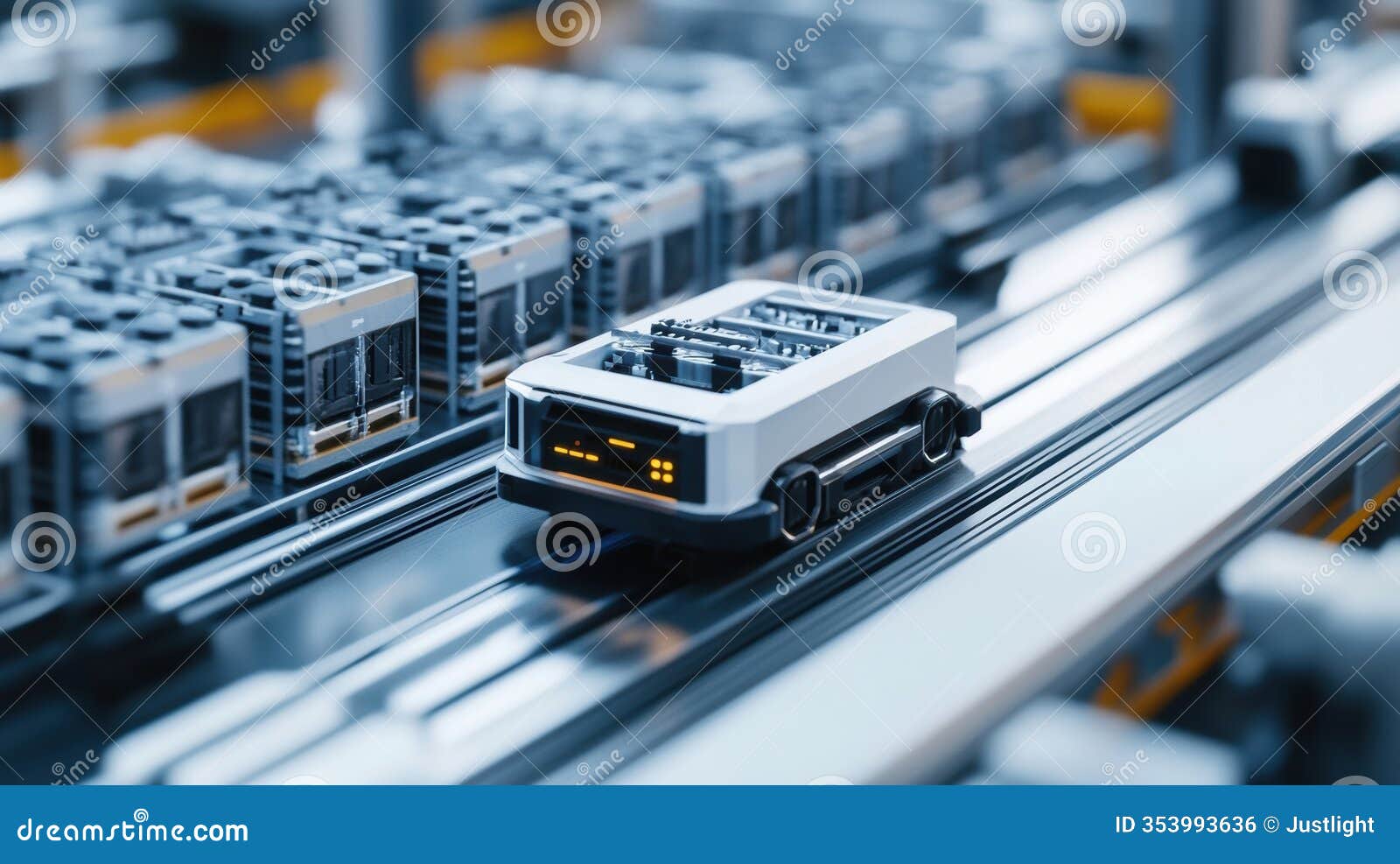 Automated Guided Vehicle Transporting Microchips in a Modern Factory ...