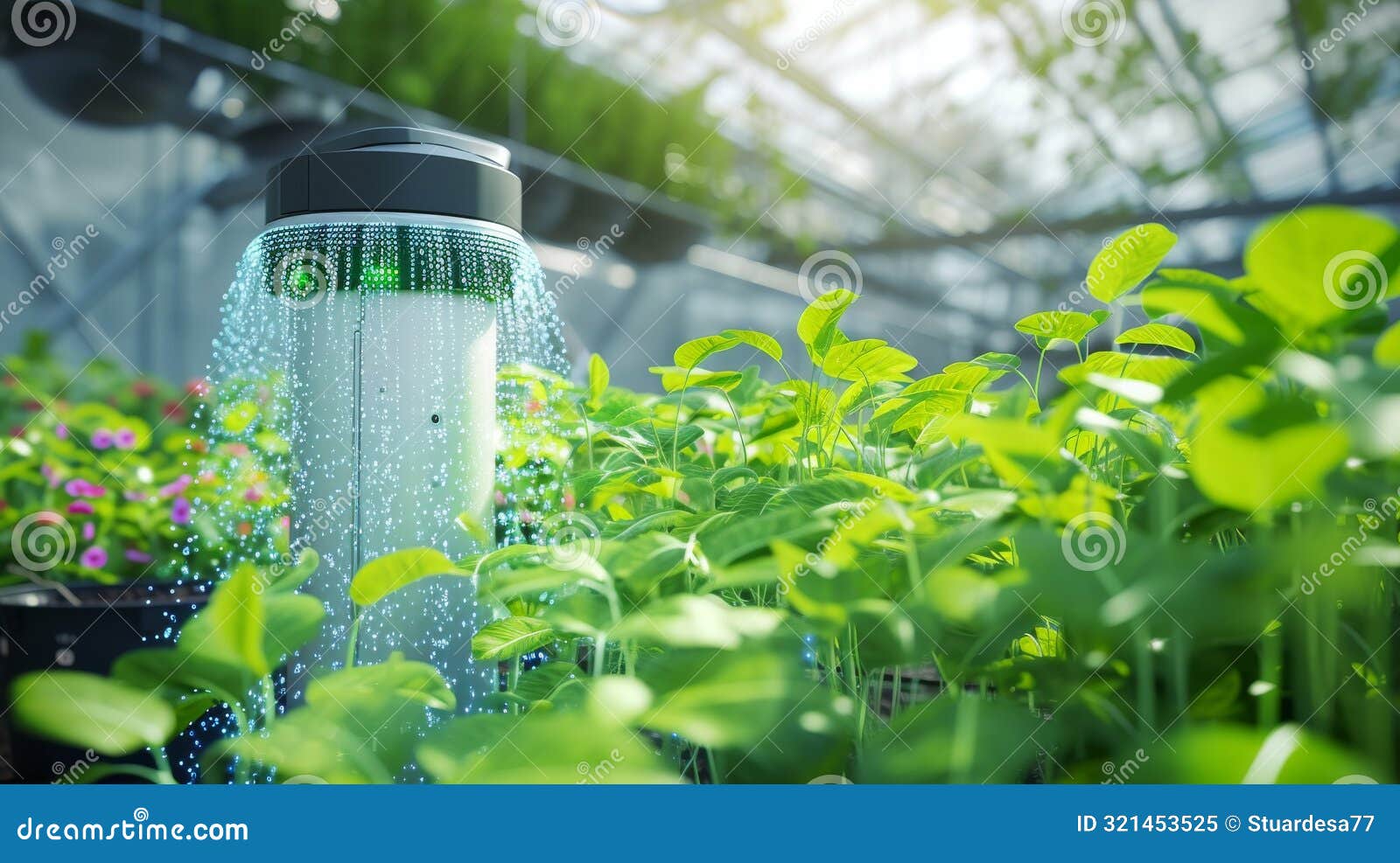 Robotic Arm Watering Plants In An Advanced Greenhouse Royalty-Free ...