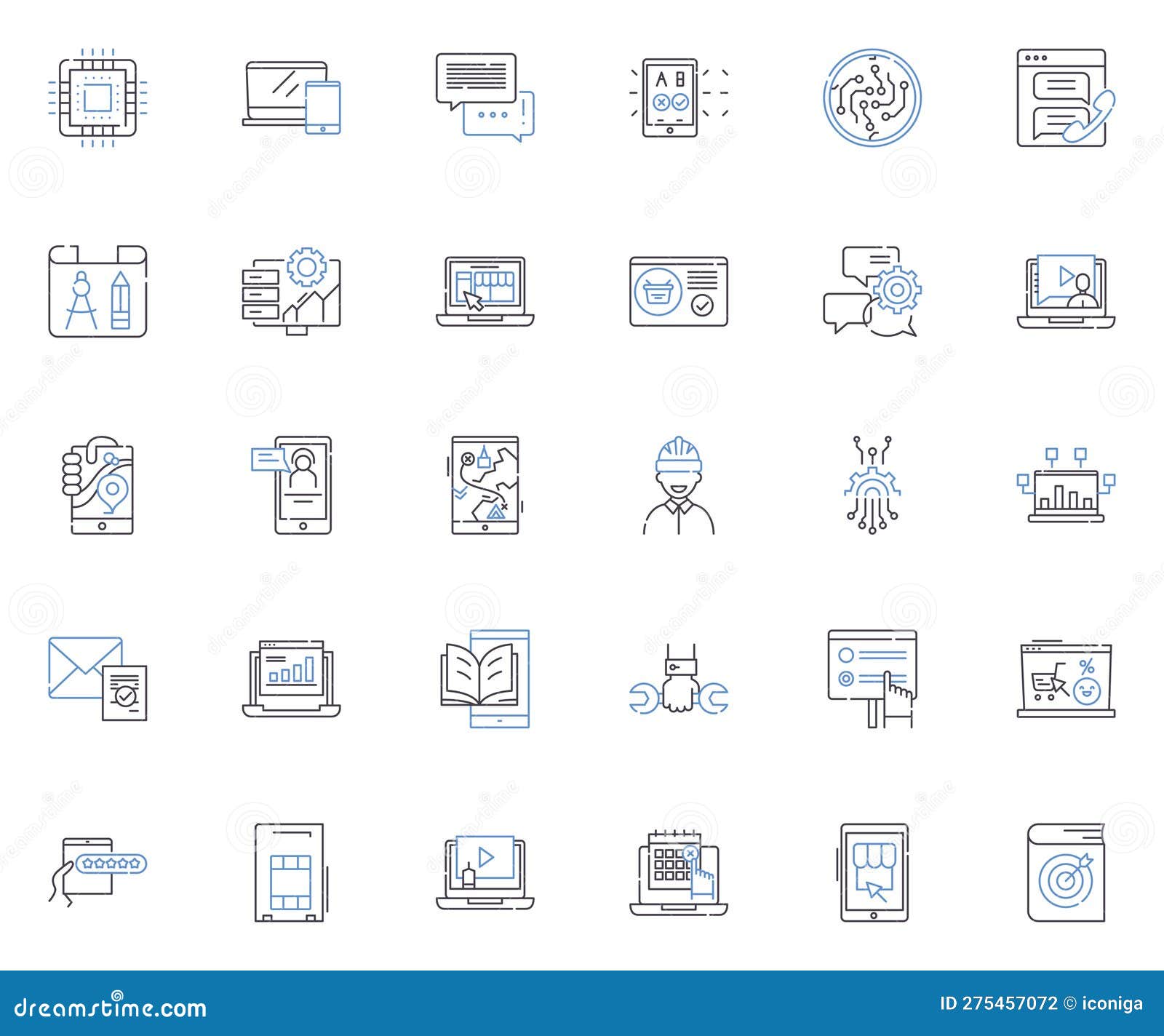 Automated Learning Line Icons Collection Ai Machine Learning