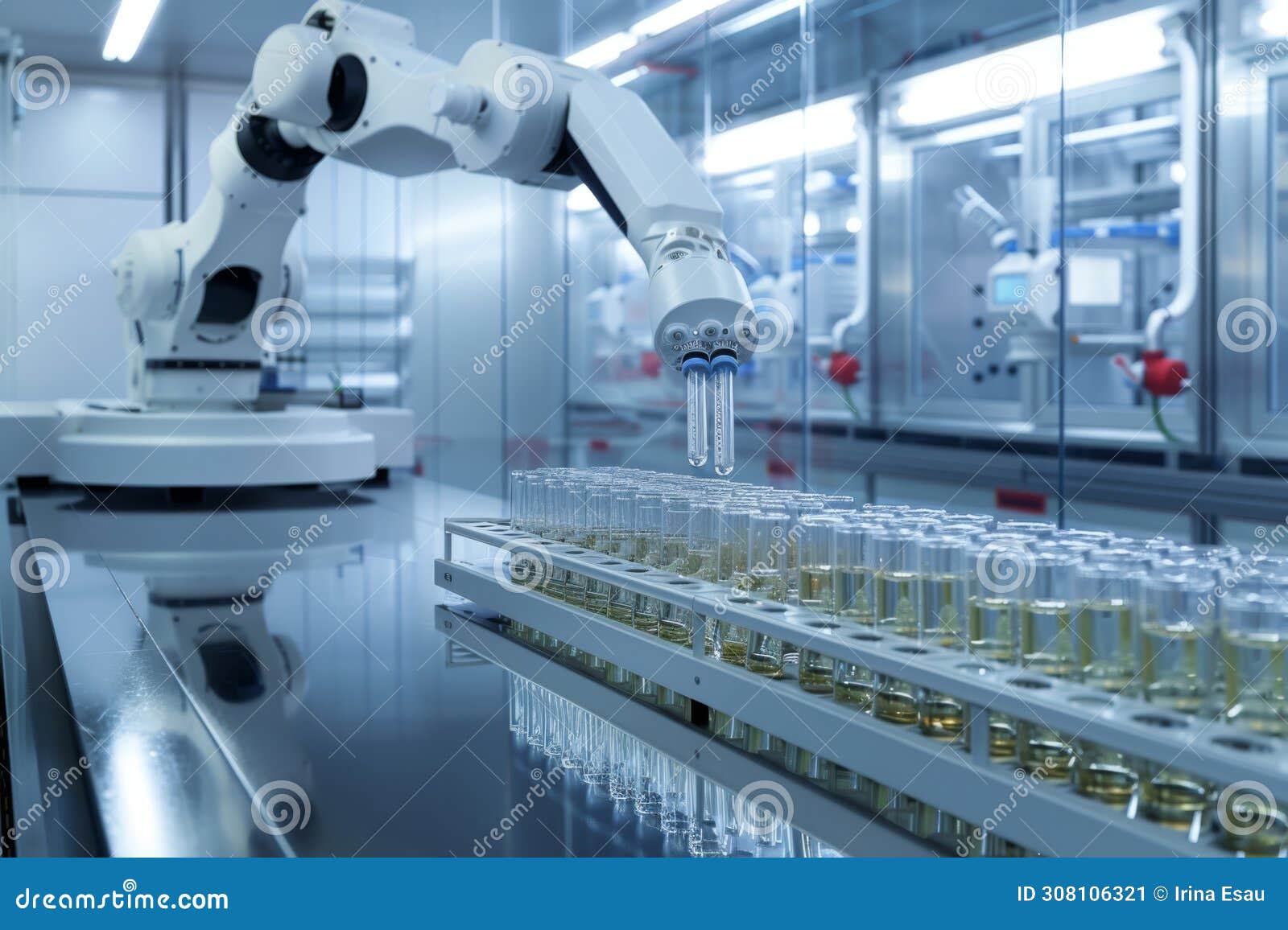 Automated Liquid Handling System In A Laboratory Setting Stock Image