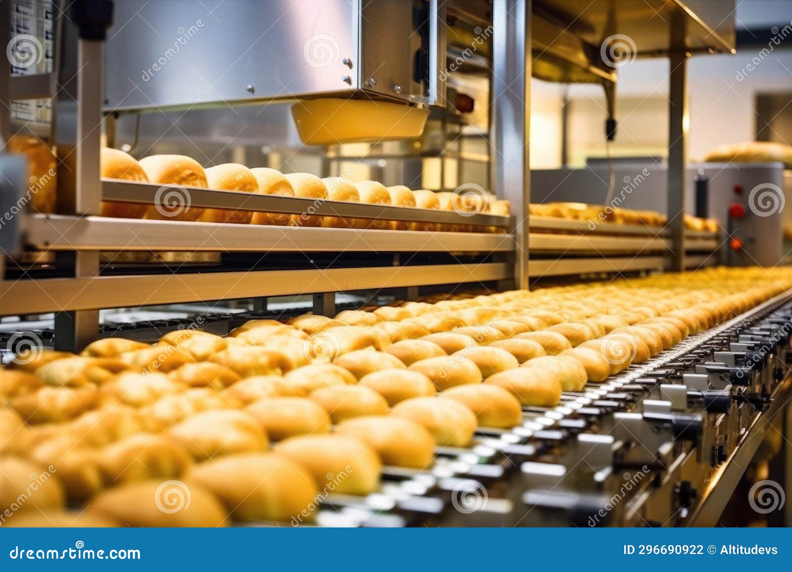Automated Machine in a Bakery Producing Loafs of Bread Stock Photo ...