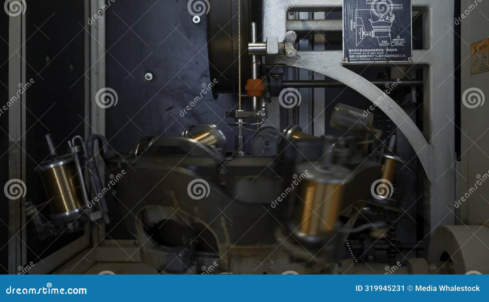 Automated Machine with Rotating Coils and Wire. Creative. Coils Rotate ...