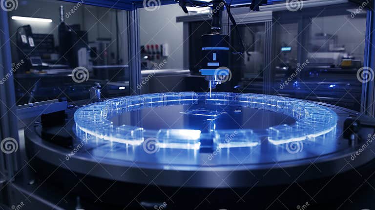 Automated Manufacturing Machine with a Rotating Platform and a Blue ...