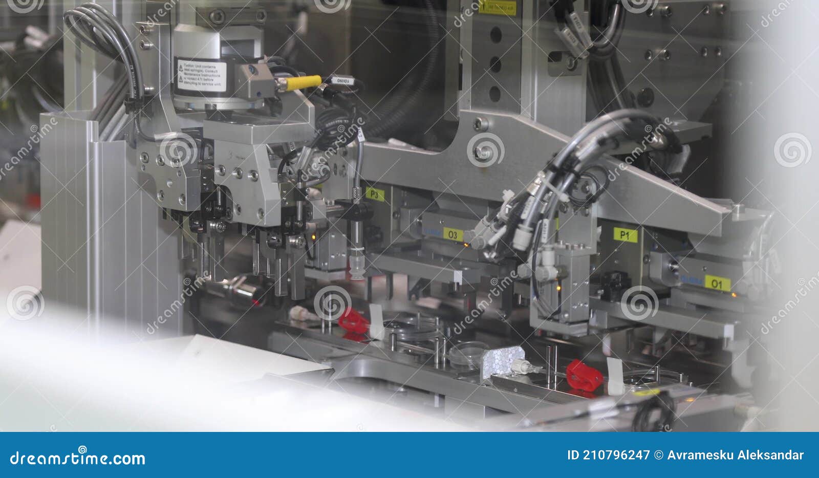 Automated Manufacturing Process. Factory Machine.close Up. 4K Stock ...