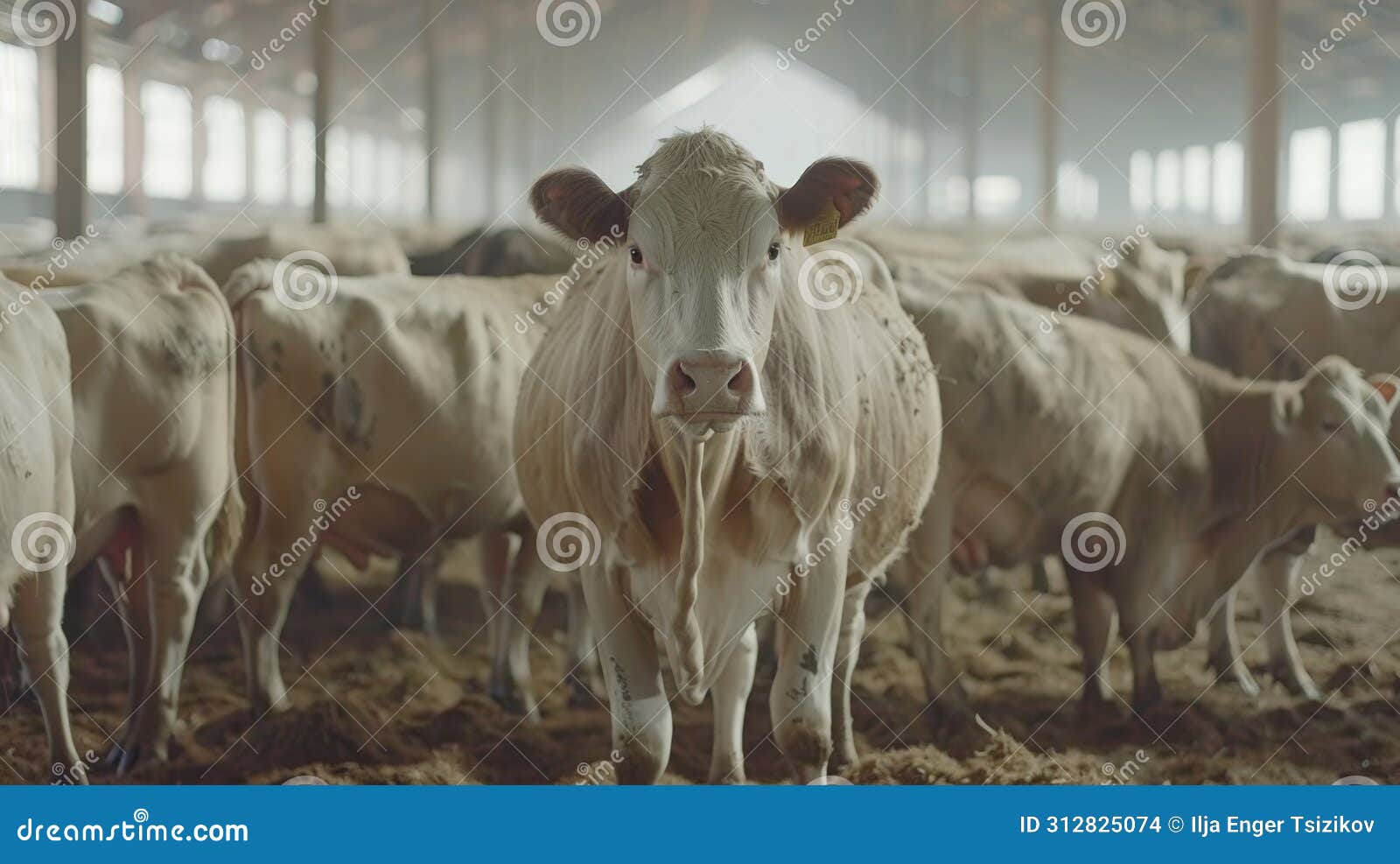 Automated Milking of Cattle in Modern High Tech Dairy Barn on a Large ...