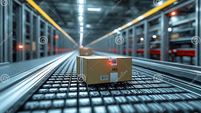 Automated Mobile Robot Loading Packages Onto a Conveyor Belt in a ...