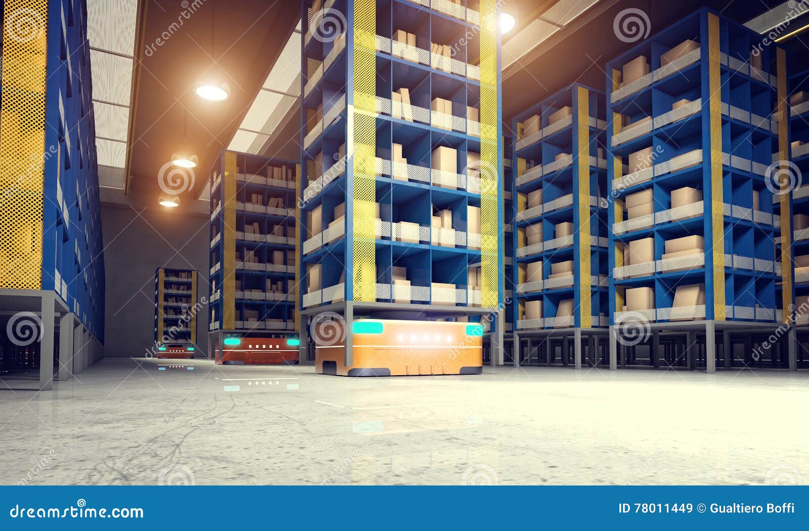 Automated Modern Retail Warehouse Delivery AGV Robots Transporting ...