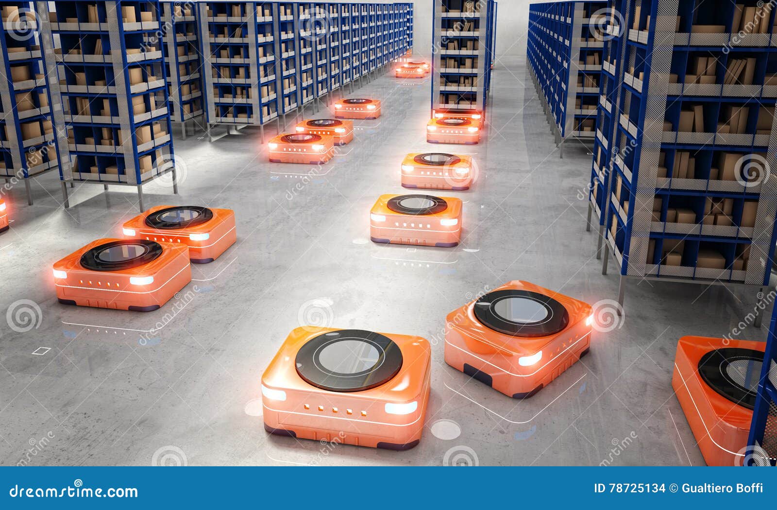 Automated modern warehouse stock illustration. Illustration of ...