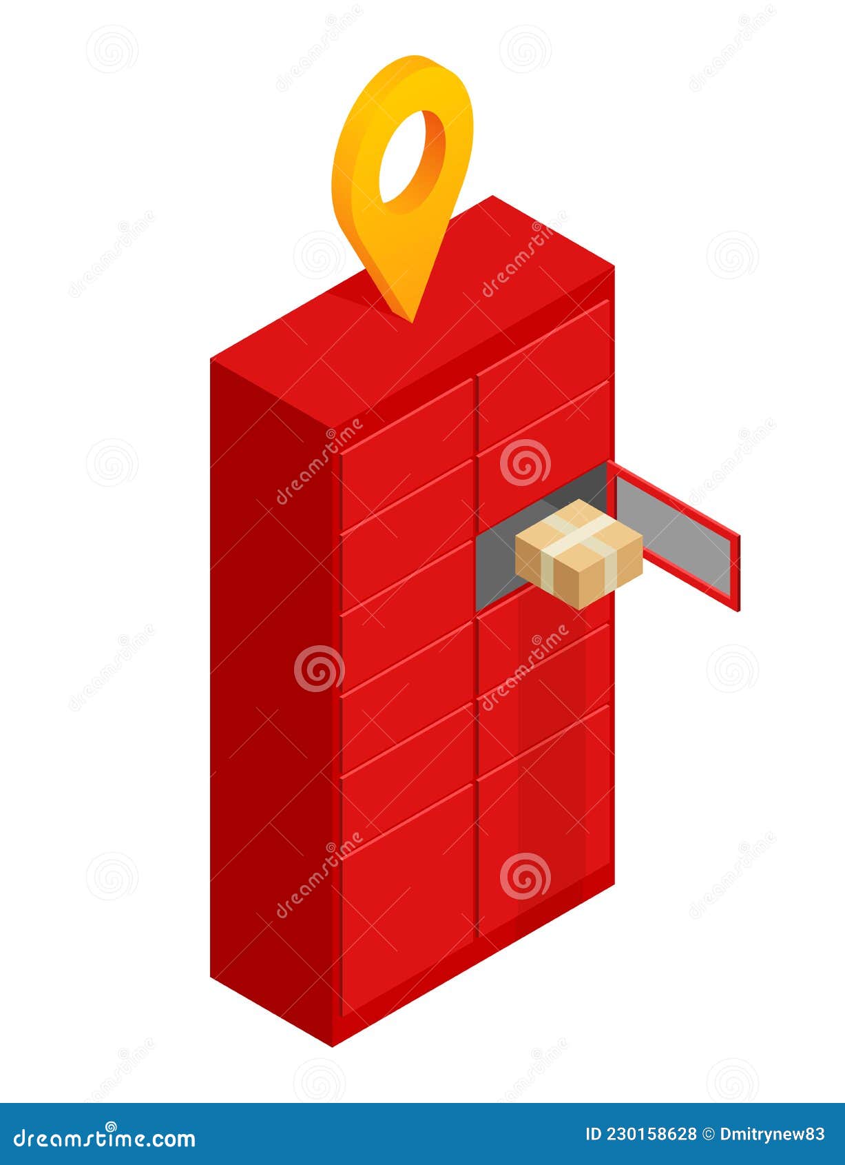 Automated Parcel Locker Isometric and Isolated Stock Vector ...
