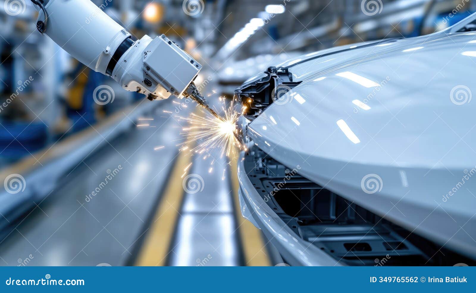 Automated Precision: Factory Scene with Robotic Arms Performing ...