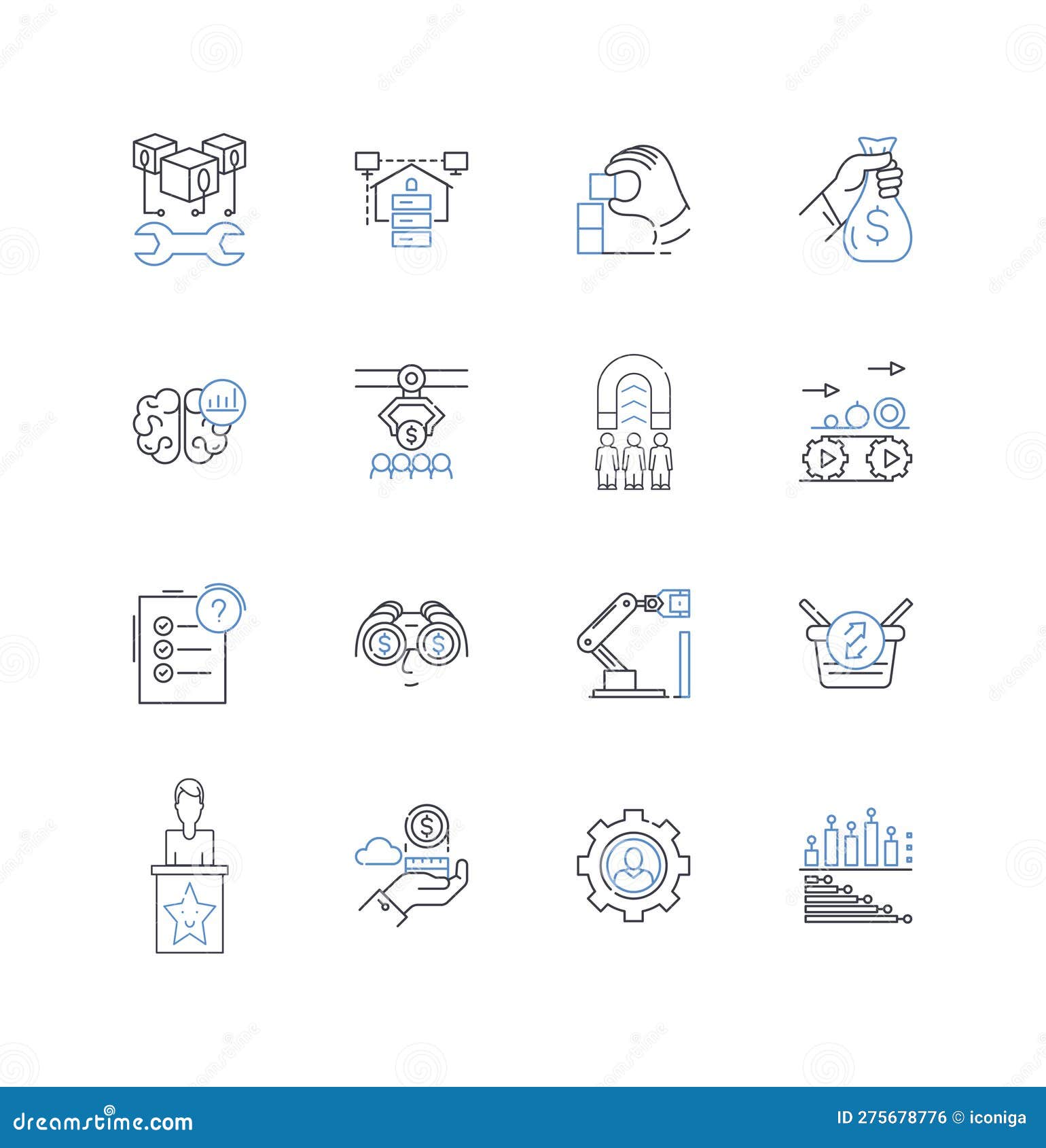 Automated Processes Line Icons Collection Efficiency Streamlining Optimization Productivity