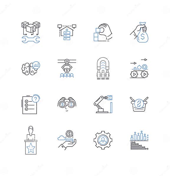 Automated Processes Line Icons Collection. Efficiency, Streamlining, Optimization, Productivity ...