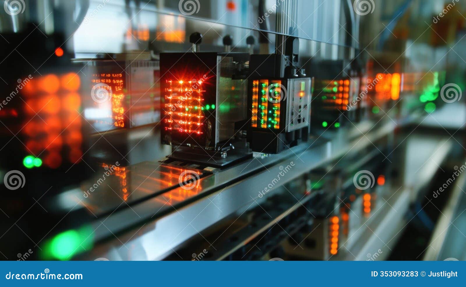 Automated Production Line with Conveyor Belt and Illuminated Panels ...