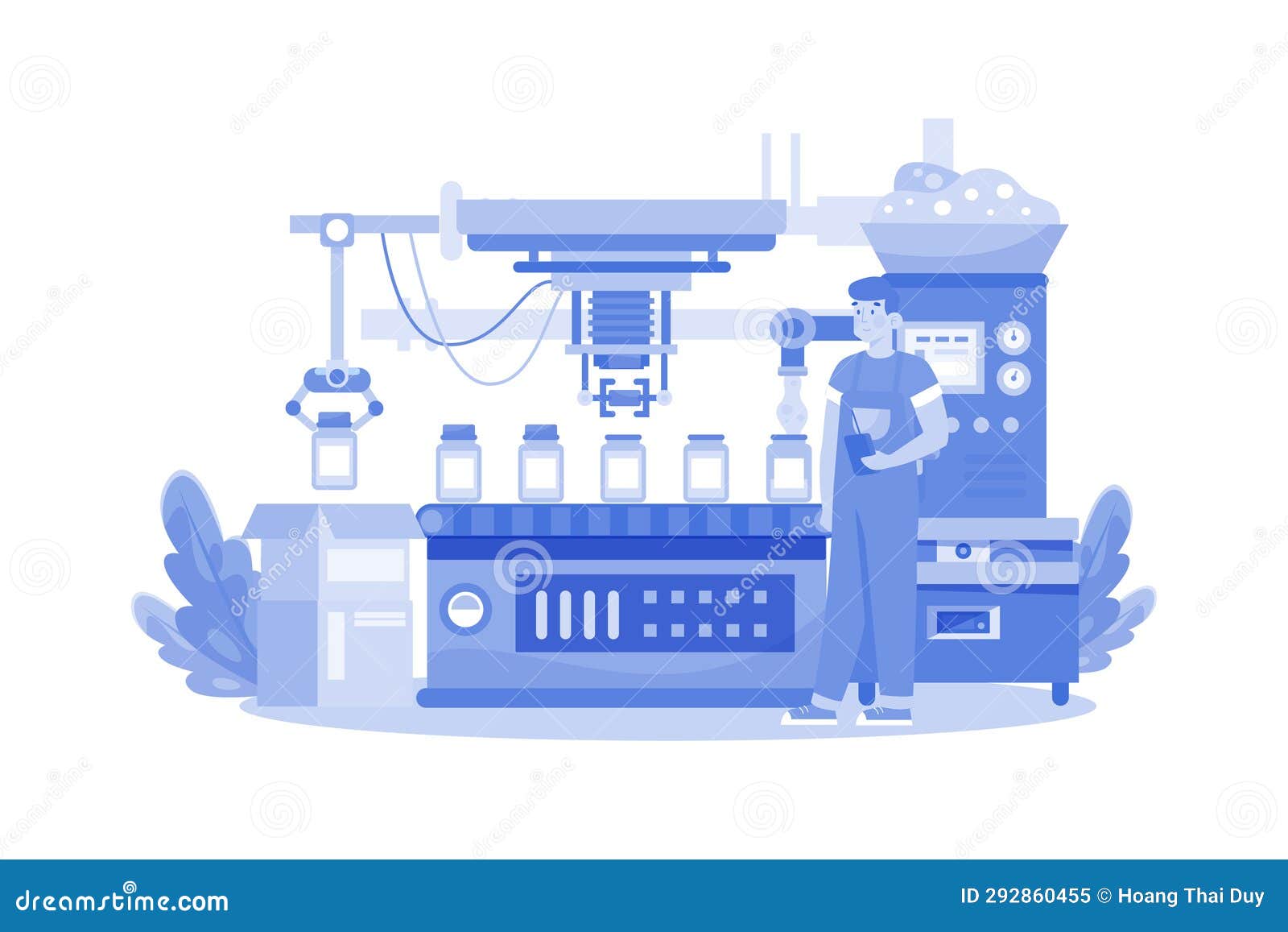 Automated Production Line Illustration Concept on White Background ...