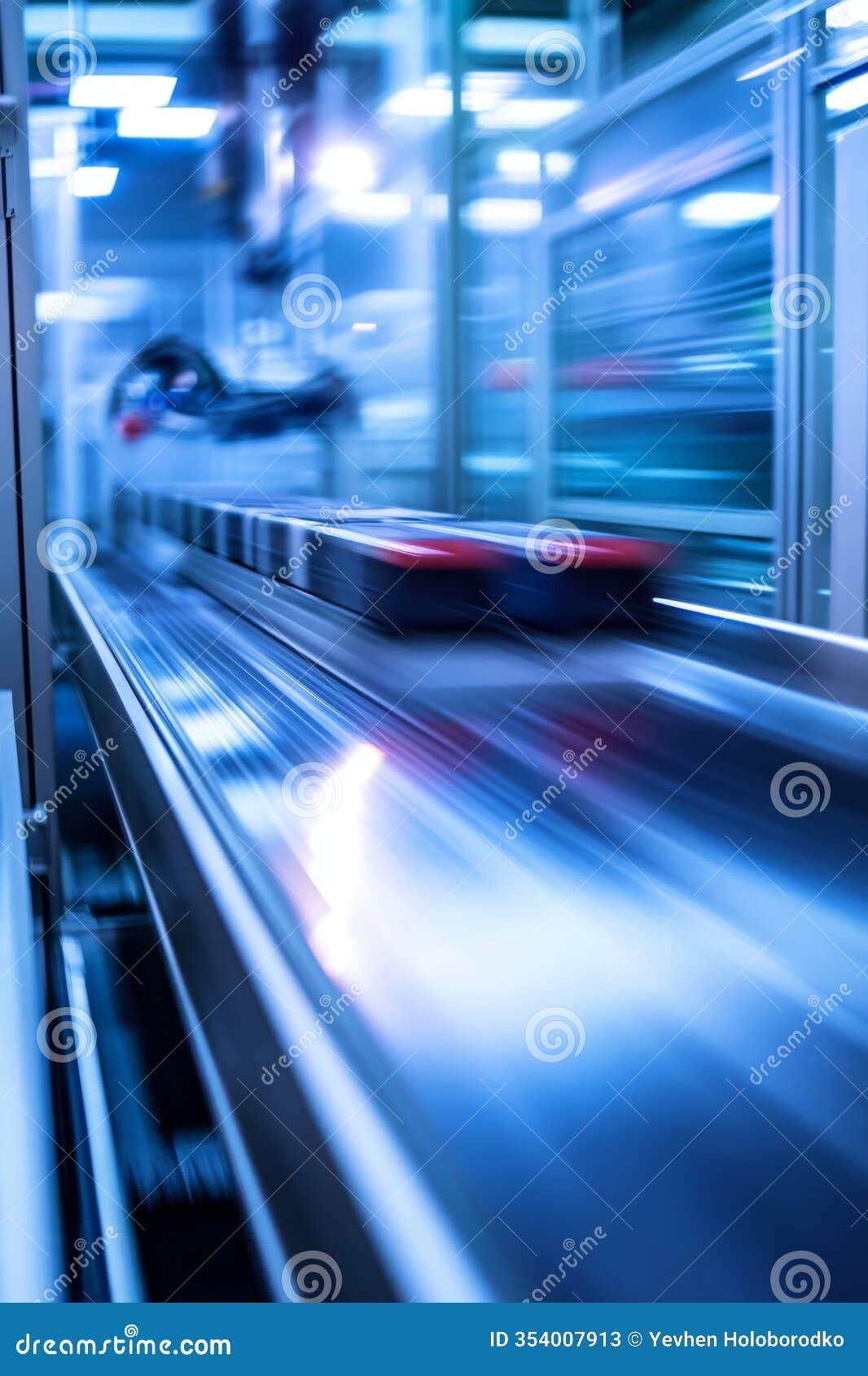 Automated Production Line in Modern Ev Factory with Robots Transporting ...