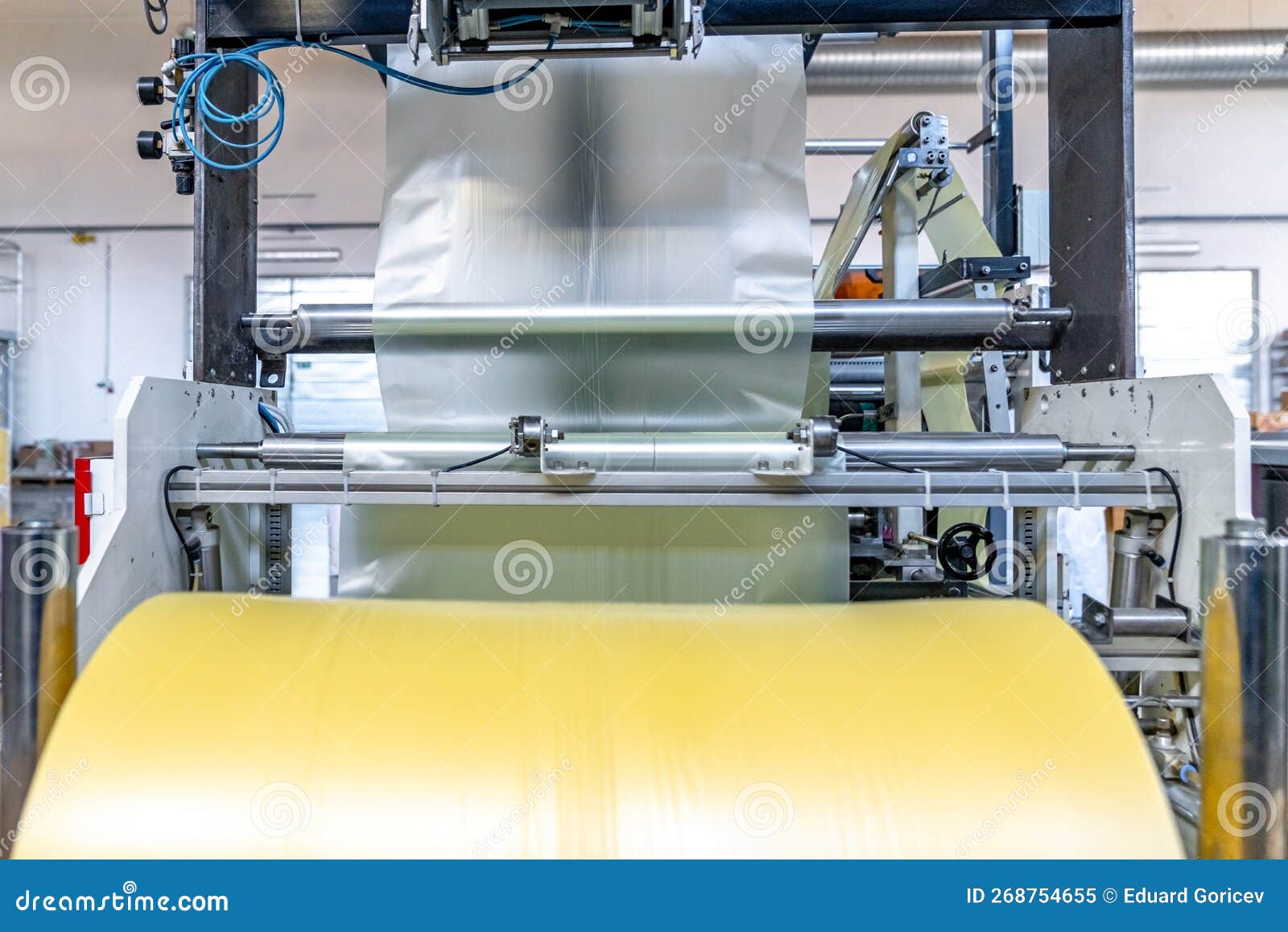 Plastic Roll on a Machine for the Production of Plastic Bags Stock ...