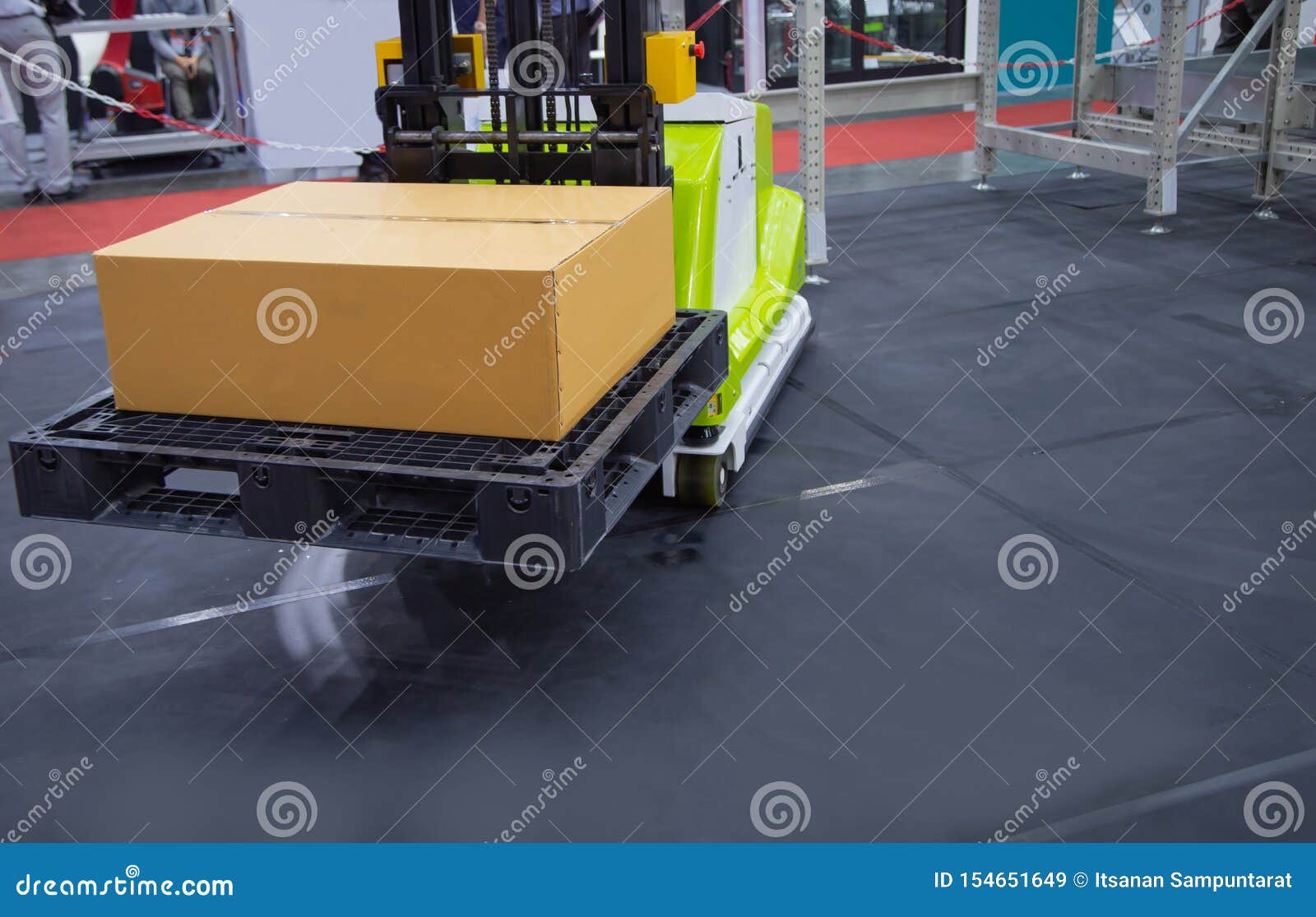 AGV Carry Cardboard in Modern Warehouse Stock Image - Image of smart ...