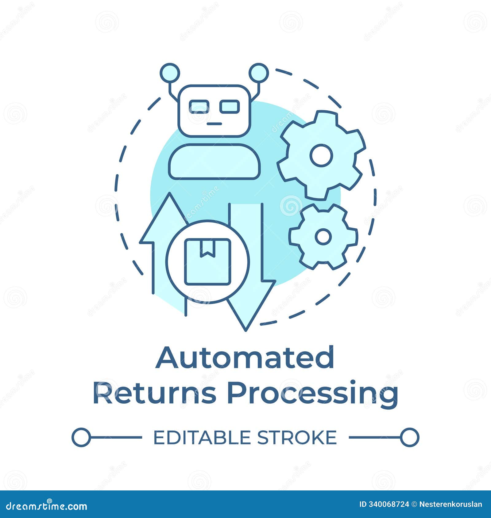 Automated Returns Processing Soft Blue Concept Icon Stock Illustration ...