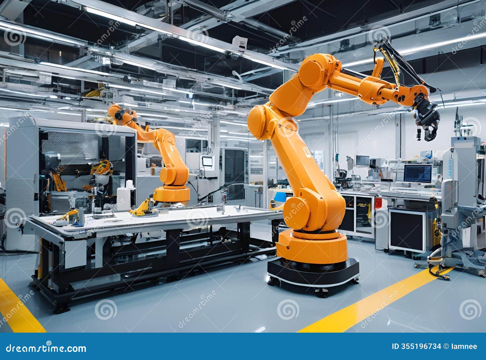 Automated Robot Arm in Factory Sorting and Assembling Products Efficiently.AI Generated Stock ...
