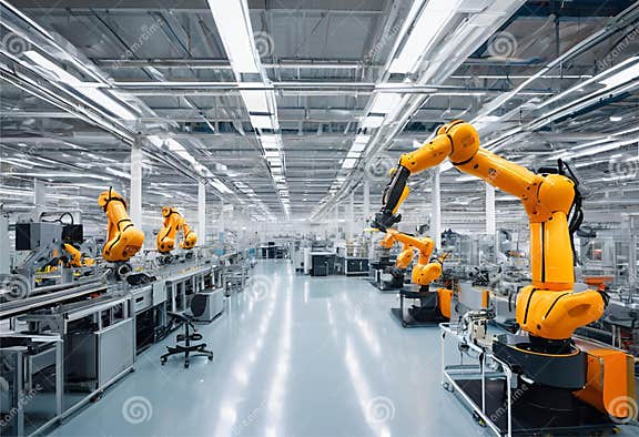 Automated Robot Arm in Factory Sorting and Assembling Products ...