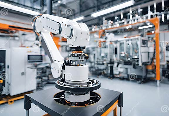 Automated Robot Arm in Factory Sorting and Assembling Products ...