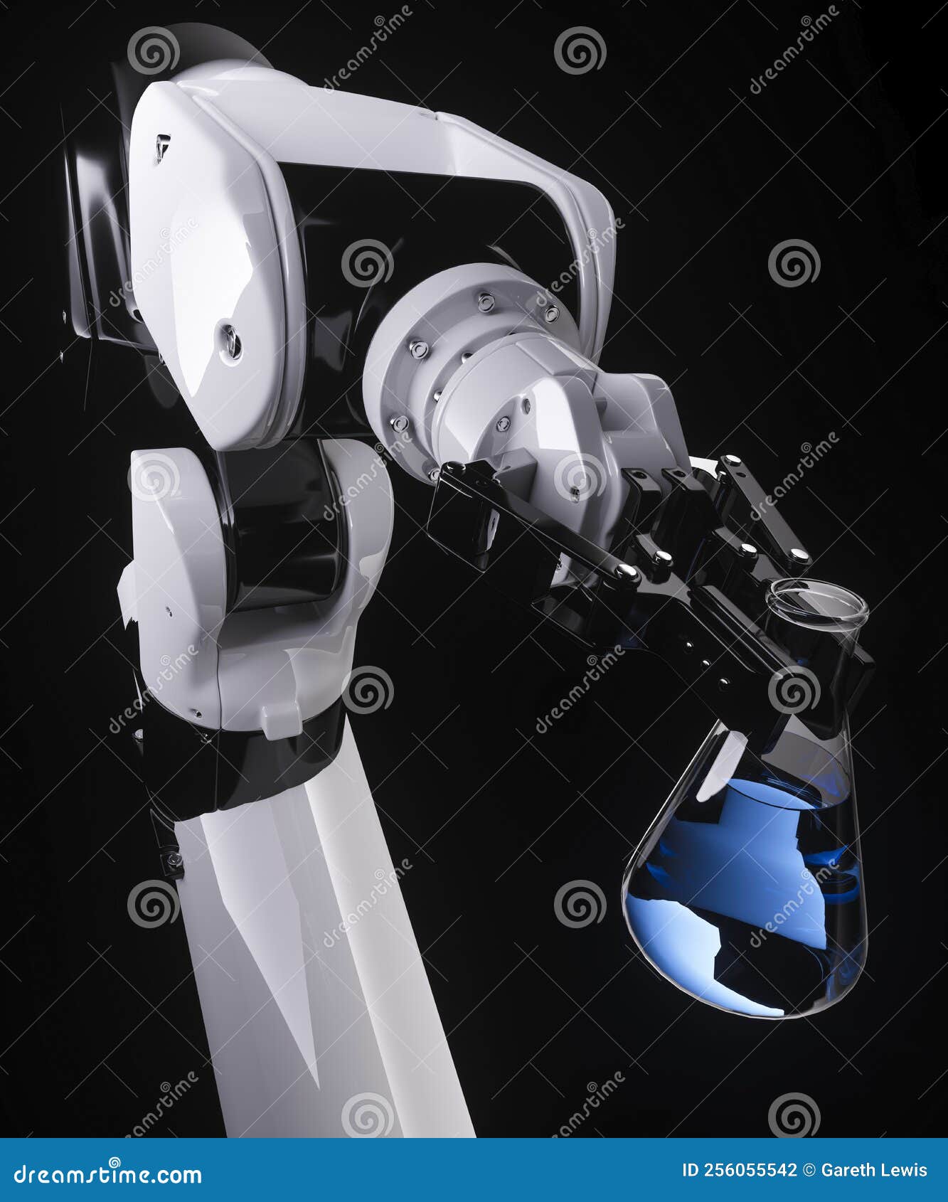 Robot Arm Working in Laboratory 3d Render Stock Illustration ...