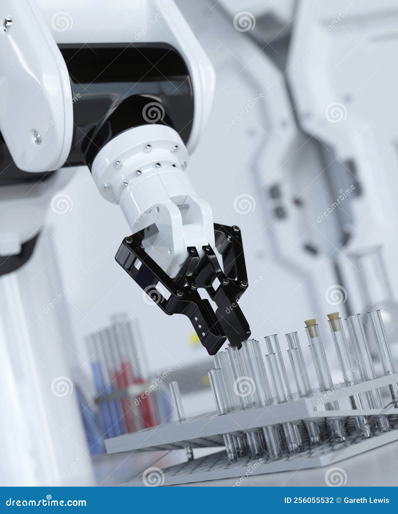 Robot Arm Working in Laboratory 3d Render Stock Illustration ...